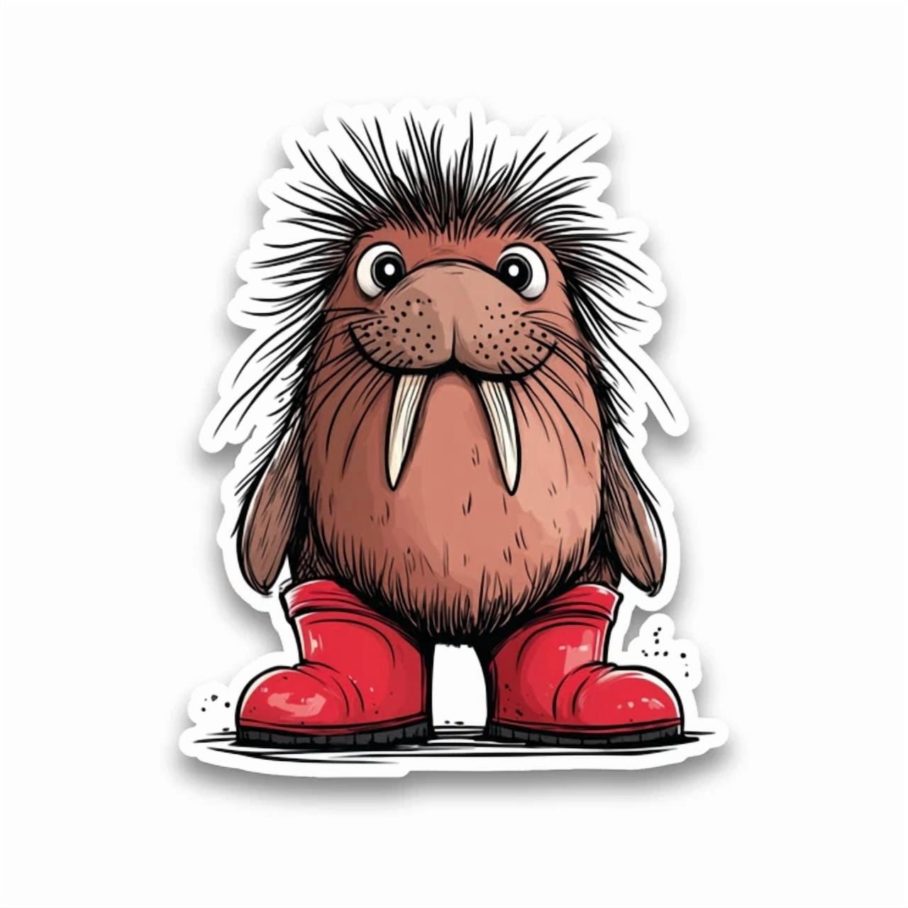 DOPASTICKER Cute Cartoon Walrus In Boots Sticker Decal Car Window ...