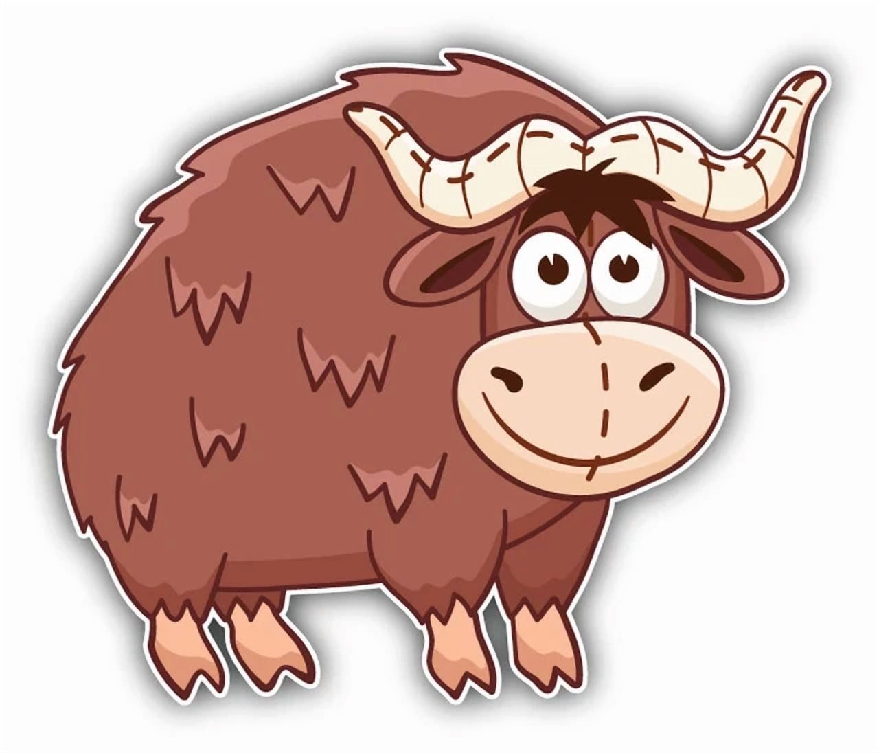 DOPASTICKER Cute Cartoon Yak Animal Sticker Decal Phone Decal Water ...