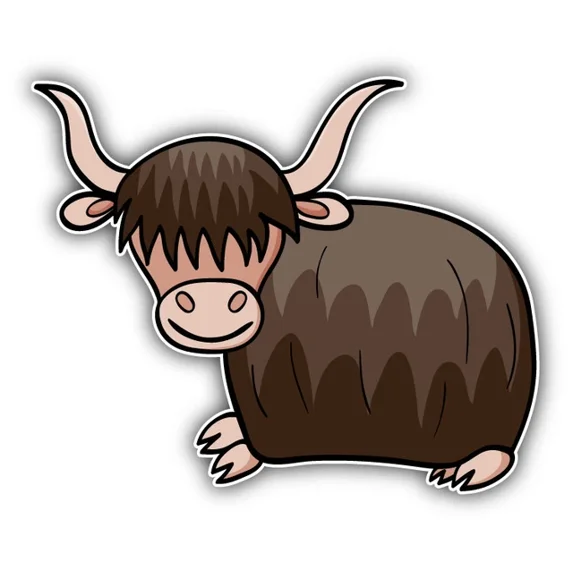 DOPASTICKER Cute Cartoon Yak Sticker Decal Phone Decal Water Bottle ...