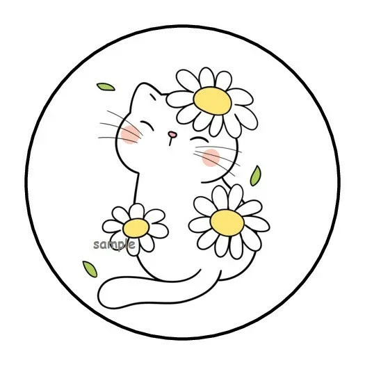 DOPASTICKER Cute Cat Kitten With Flowers Stickers Daisy Phone Decal ...