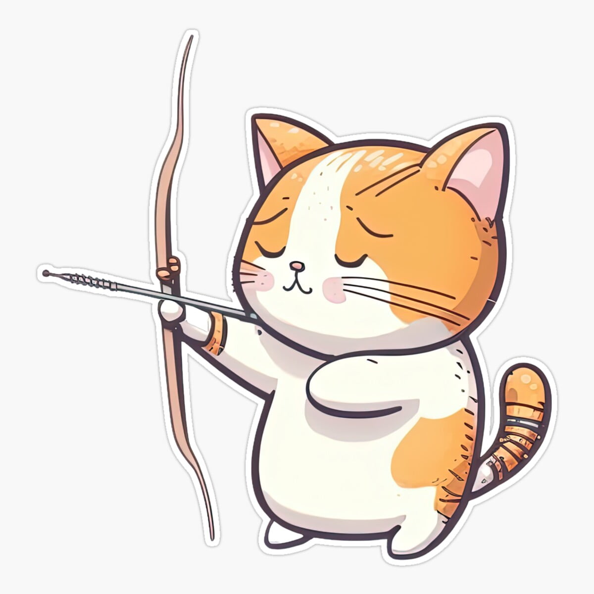 DOPASTICKER Cute Cat Using Bow And Arrow Very Cute Archery Kitten ...