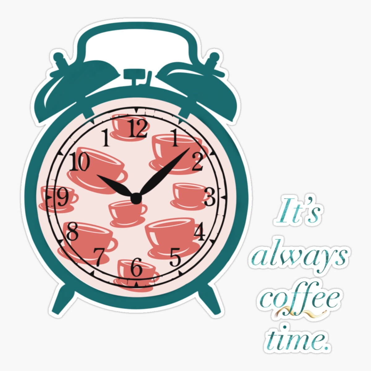 DOPASTICKER Cute Coffee Cup Clock Time Sticker, Phone Sticker Car ...