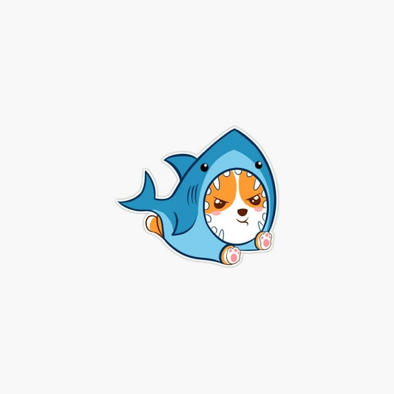 DOPASTICKER Cute Corgi Shark Sticker, Phone Sticker Water Bottle ...