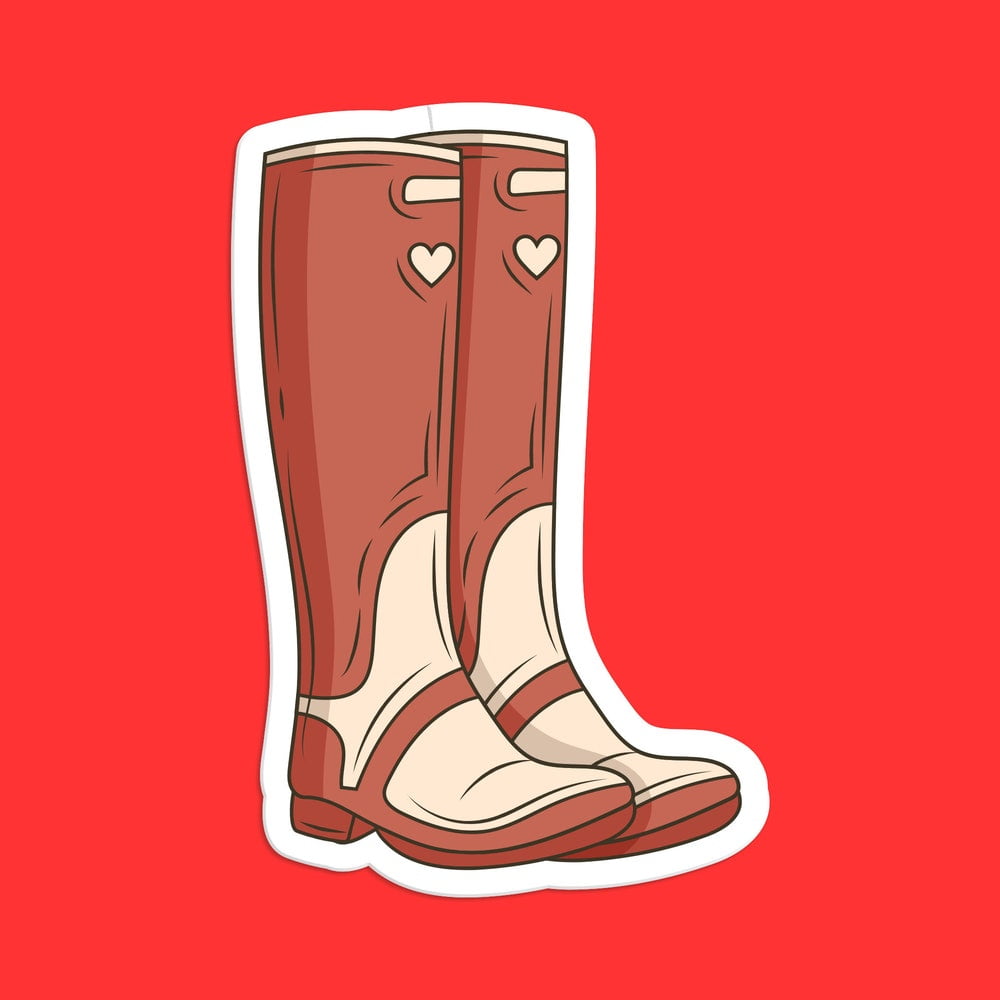 DOPASTICKER Cute Cowboy Boot Sticker With Heart Cutouts, Western Style ...