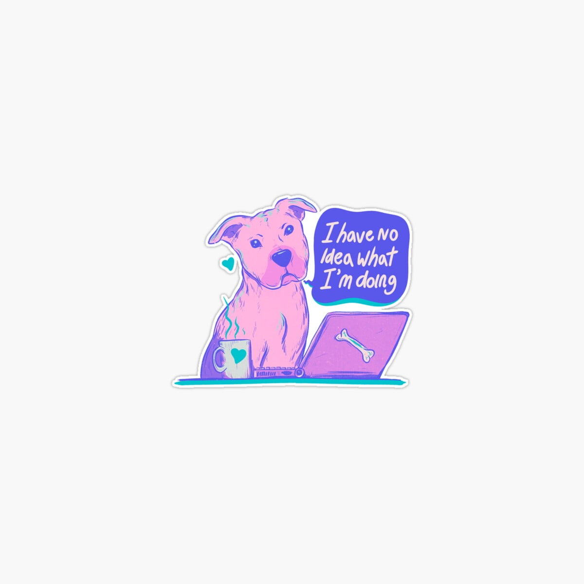 DOPASTICKER Cute Dog At Laptop - I Have No Idea What I'M Doing Sticker ...