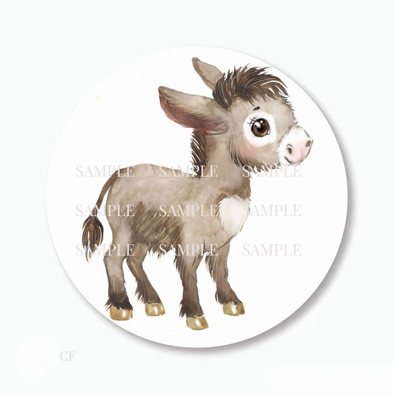 DOPASTICKER Cute Donkey Scrapbook Stickers Round, Phone Decal Water ...