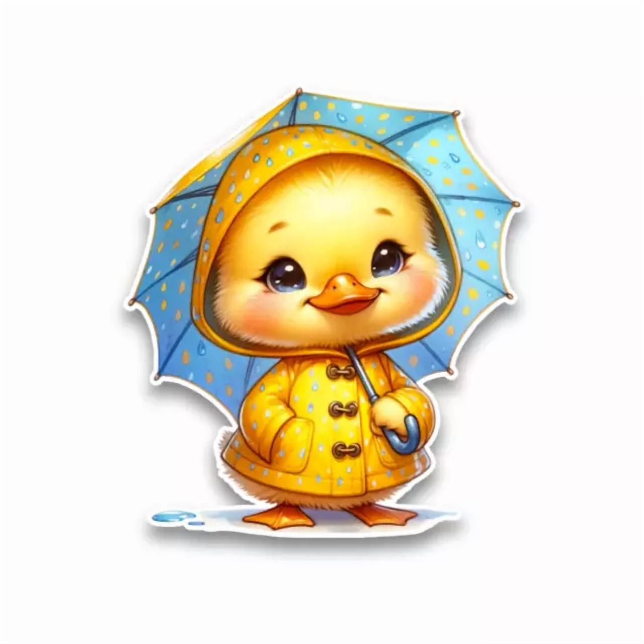 DOPASTICKER Cute Duckling Raincoat And Umbrella Sticker Car Scrapbook ...
