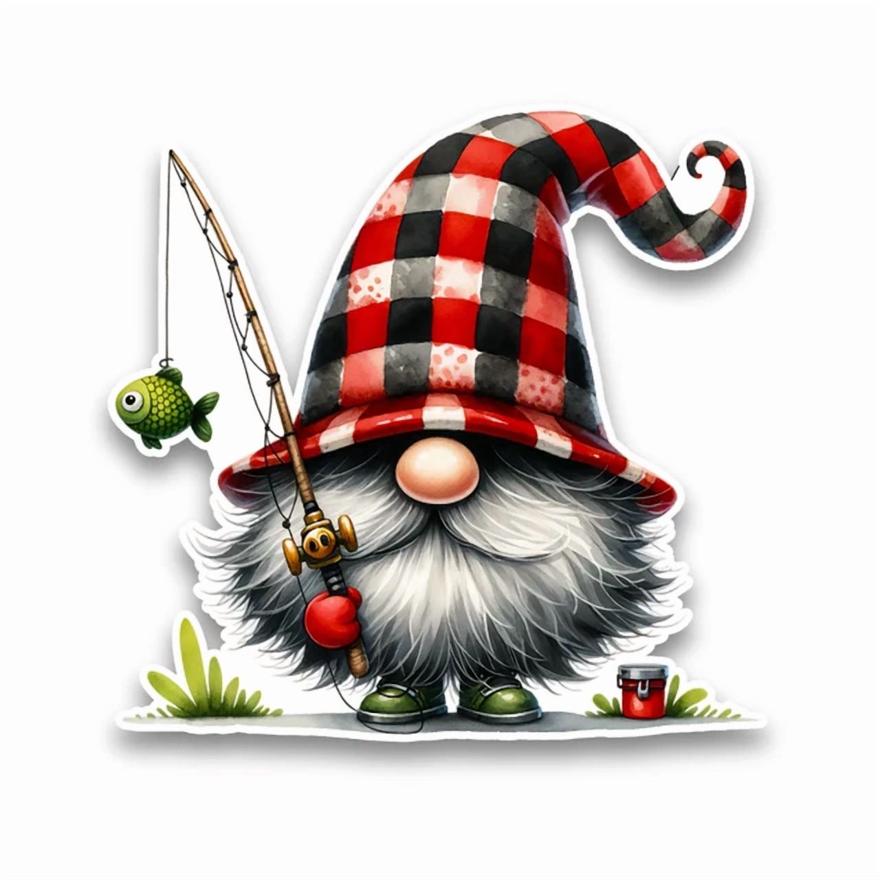 DOPASTICKER Cute Fishing Garden Gnome Gonk Sticker Car Scrapbook Phone ...