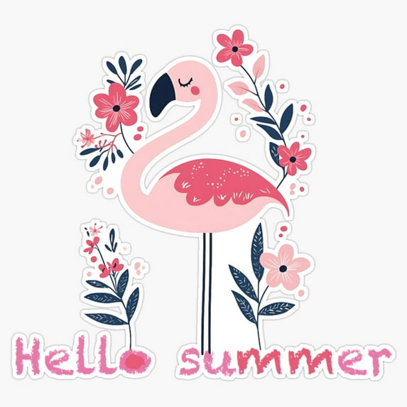 DOPASTICKER Cute Flamingo With Playful Charm Sticker, Phone Sticker Car ...