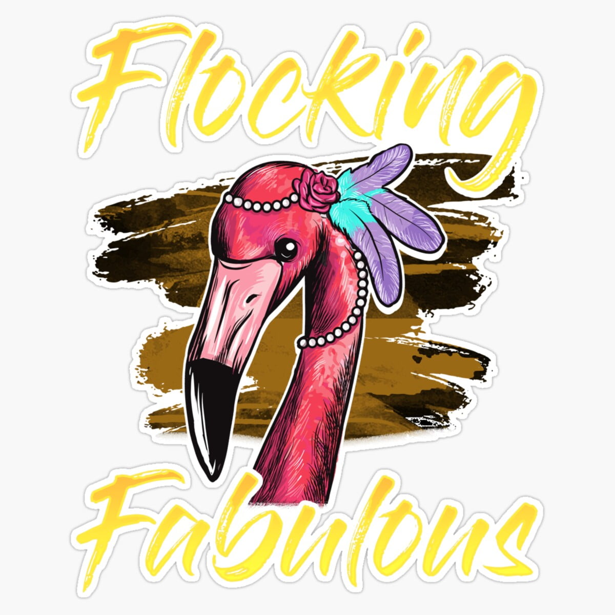 DOPASTICKER Cute & Flocking Fabulous Flamingo Pun Sticker, Phone ...