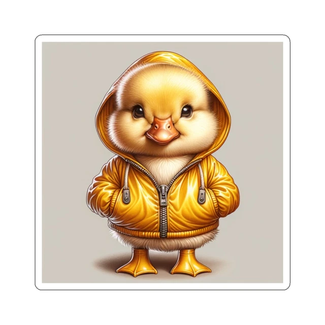 DOPASTICKER Cute Fluffy Duckling Raincoat Artwork- Decorative Laptop ...