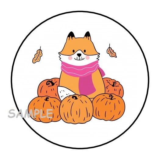 DOPASTICKER Cute Fox And Pumpkins Stickers Fall Autumn Phone Decal ...