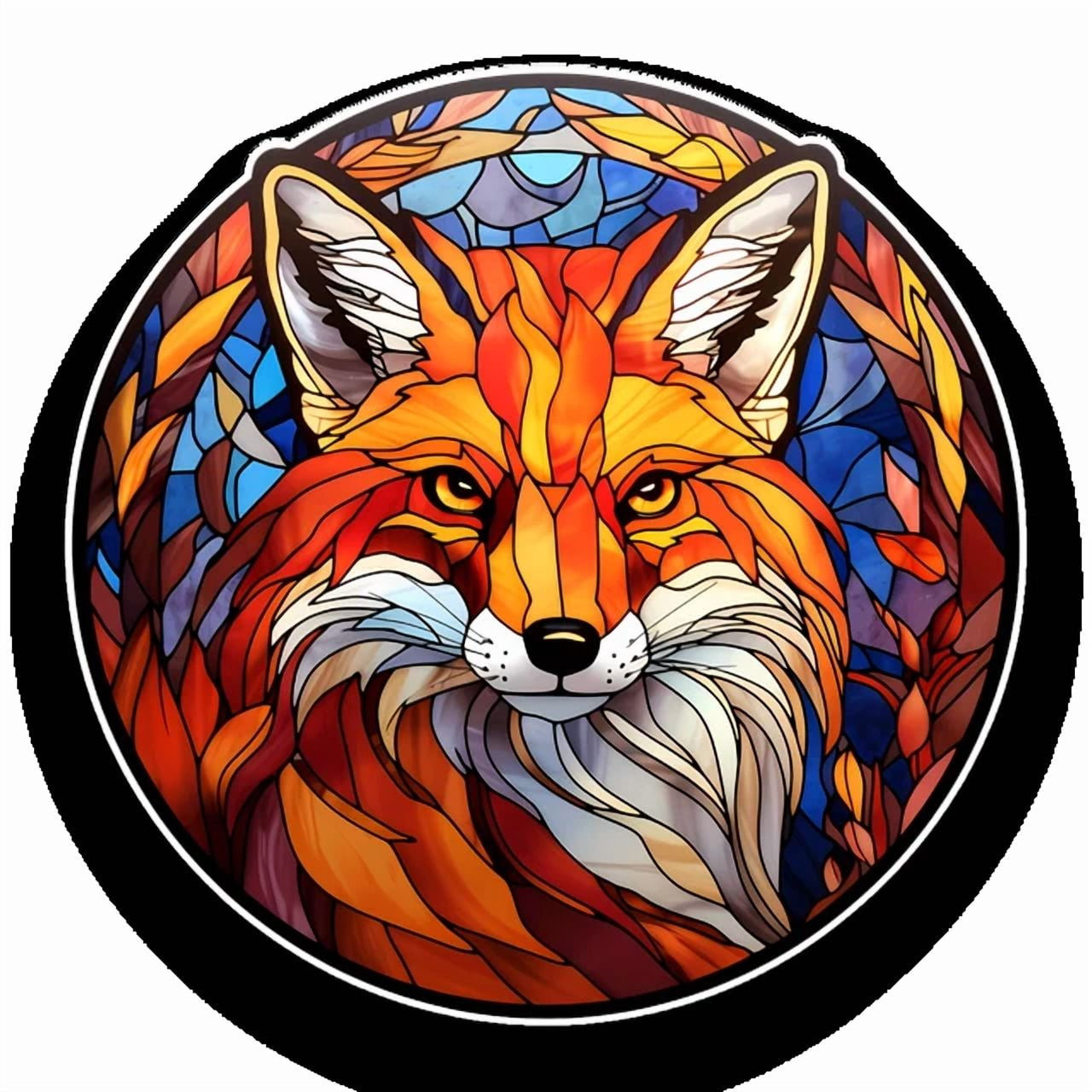 DOPASTICKER Cute Fox Animal Stained Glass Style Window Opaque Sticker ...