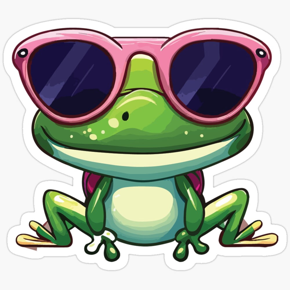 DOPASTICKER Cute Frog Hallo.Ween Chris.Tmas Animal Sunglasses Sticker ...
