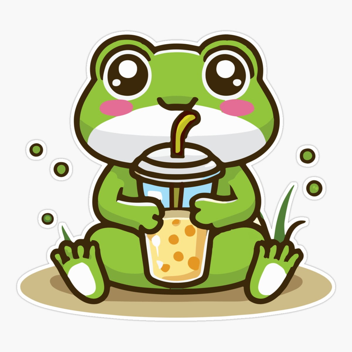DOPASTICKER Cute Froggy Drinks Boba Tea Sticker, Phone Sticker Car ...