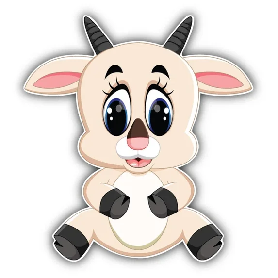 DOPASTICKER Cute Goat Cartoon Animal Sticker Decal Phone Decal Water ...