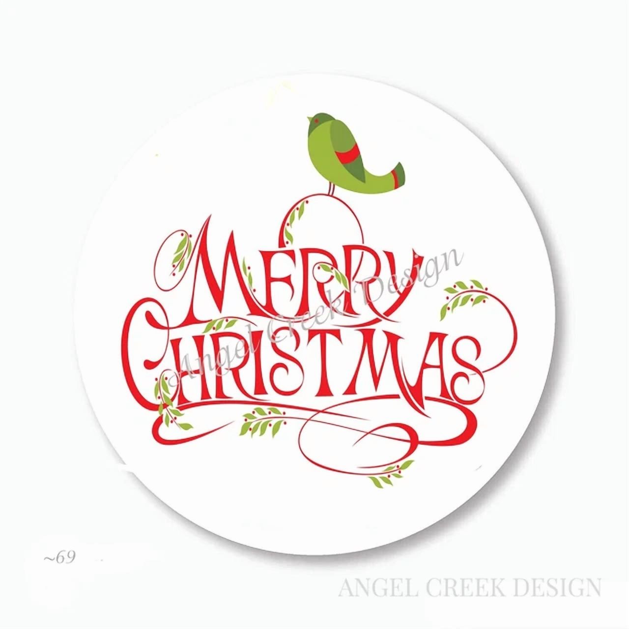 DOPASTICKER Cute Green Bird Merry Chri.Stm.As Scrapbook Stickers Phone ...
