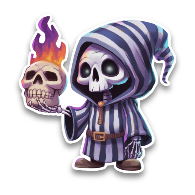 DOPASTICKER Cute Grim Reaper Holding Skull Spooky Sticker Car Scrapbook ...