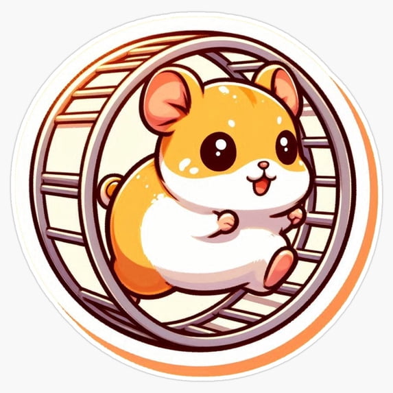 DOPASTICKER Cute Hamster On A Wheel Sticker, Phone Sticker Car Sticker ...