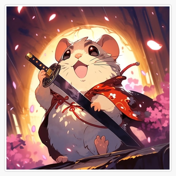 DOPASTICKER Cute Hamster Samurai Sticker, Phone Sticker Water Bottle ...
