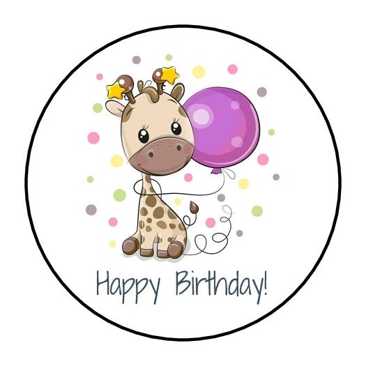 DOPASTICKER Cute Happy Birthday Giraffe Stickers Favors Phone Decal ...