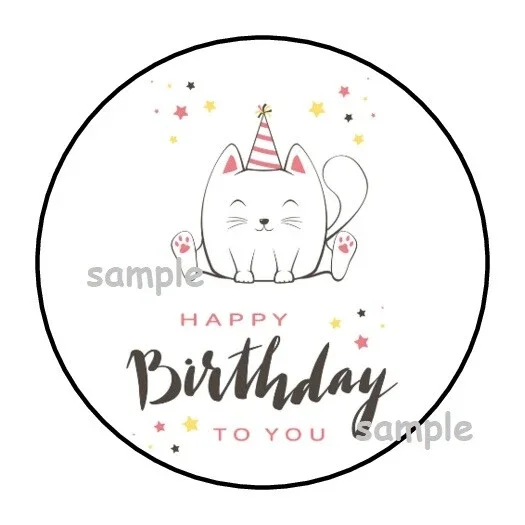 DOPASTICKER Cute Happy Birthday To You Cat Stickers Phone Decal Water ...