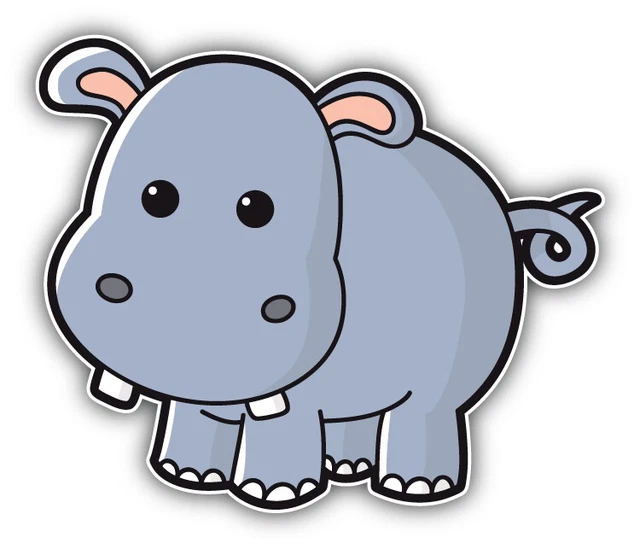 DOPASTICKER Cute Hippo Cartoon Sticker Decal Phone Decal Water Bottle ...