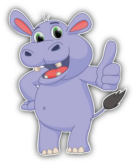 DOPASTICKER Cute Hippo Cartoon Sticker Decal Phone Decal Water Bottle ...