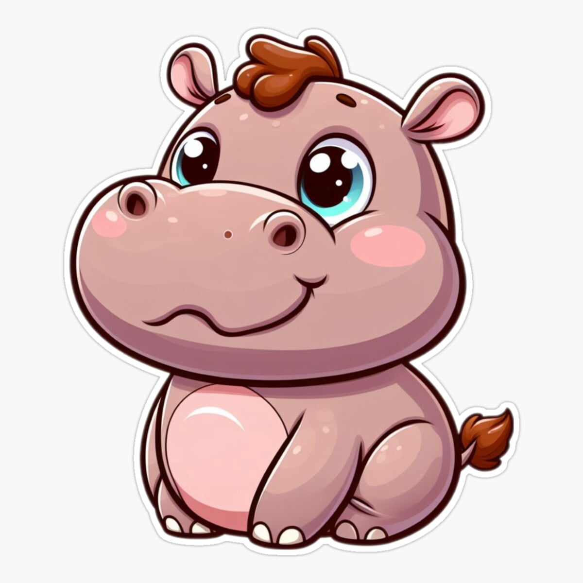 DOPASTICKER Cute Hippo Clipart, Adorable Animal Clipart, Cute Animals ...