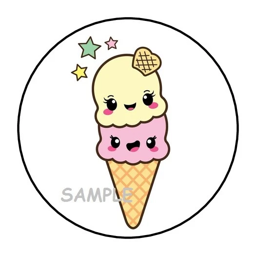 DOPASTICKER Cute Ice Cream Cone Stickers Party Phone Decal Water Bottle ...