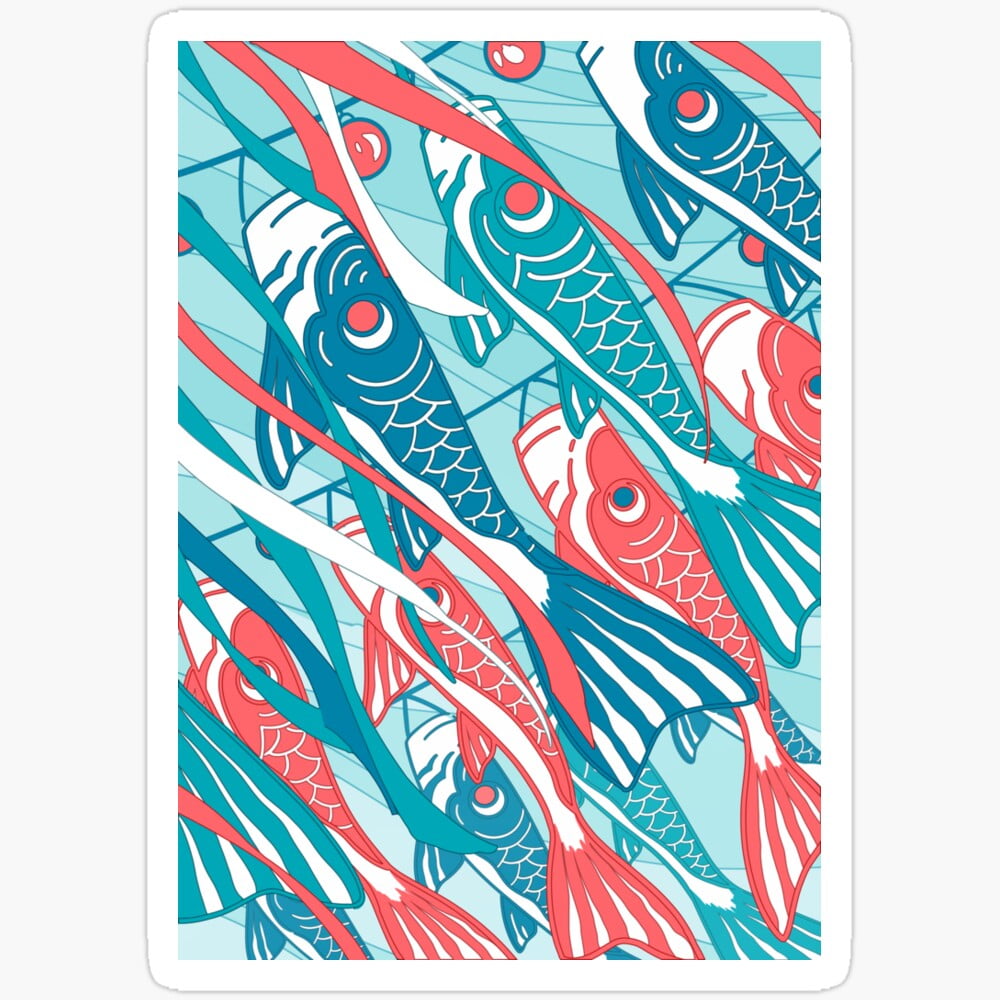 DOPASTICKER The Cute Japanese Koinobori Pattern With Koi Carp Sticker ...
