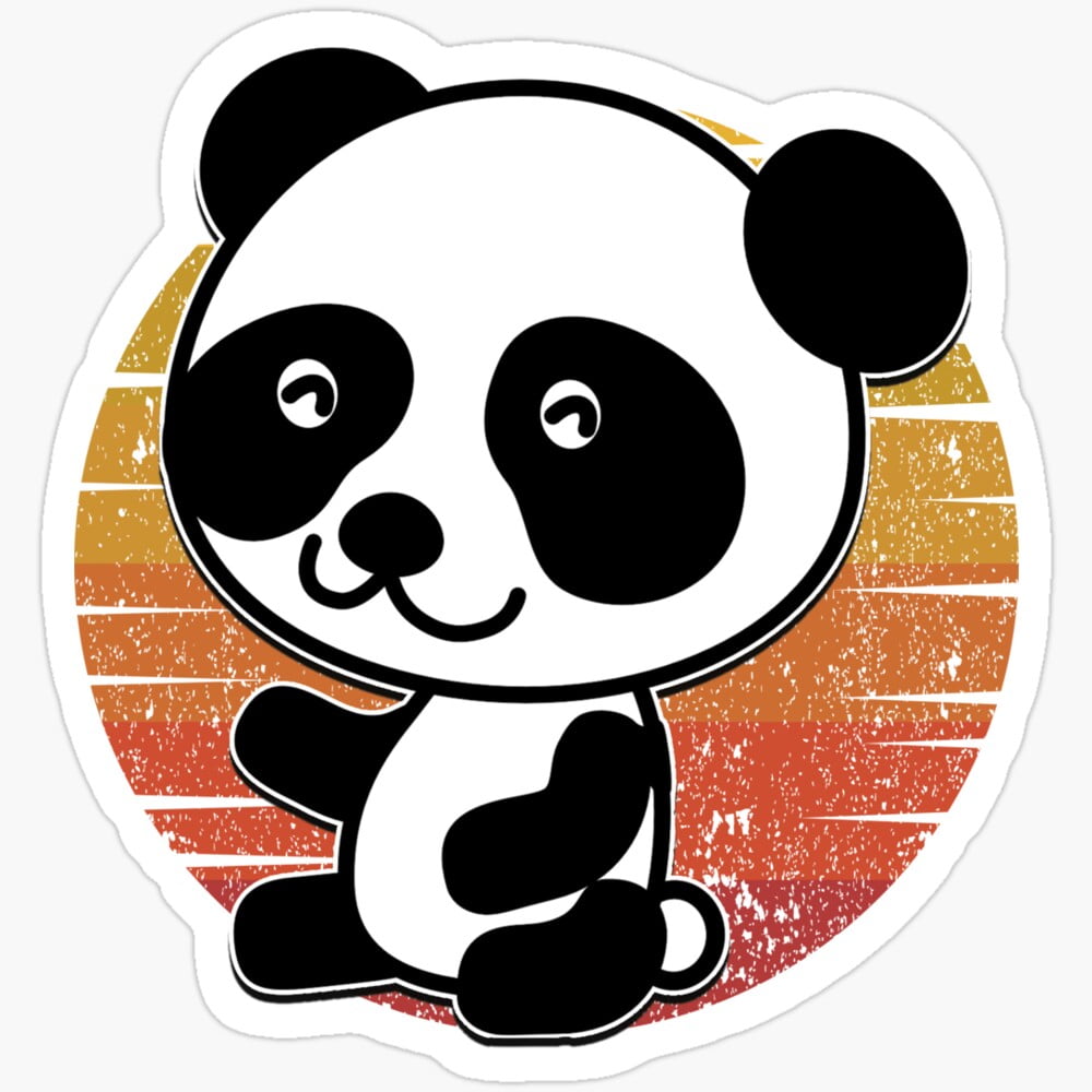 DOPASTICKER Cute Kawaii Panda Retro Sunset Vintage Wild Animal, Panda ...