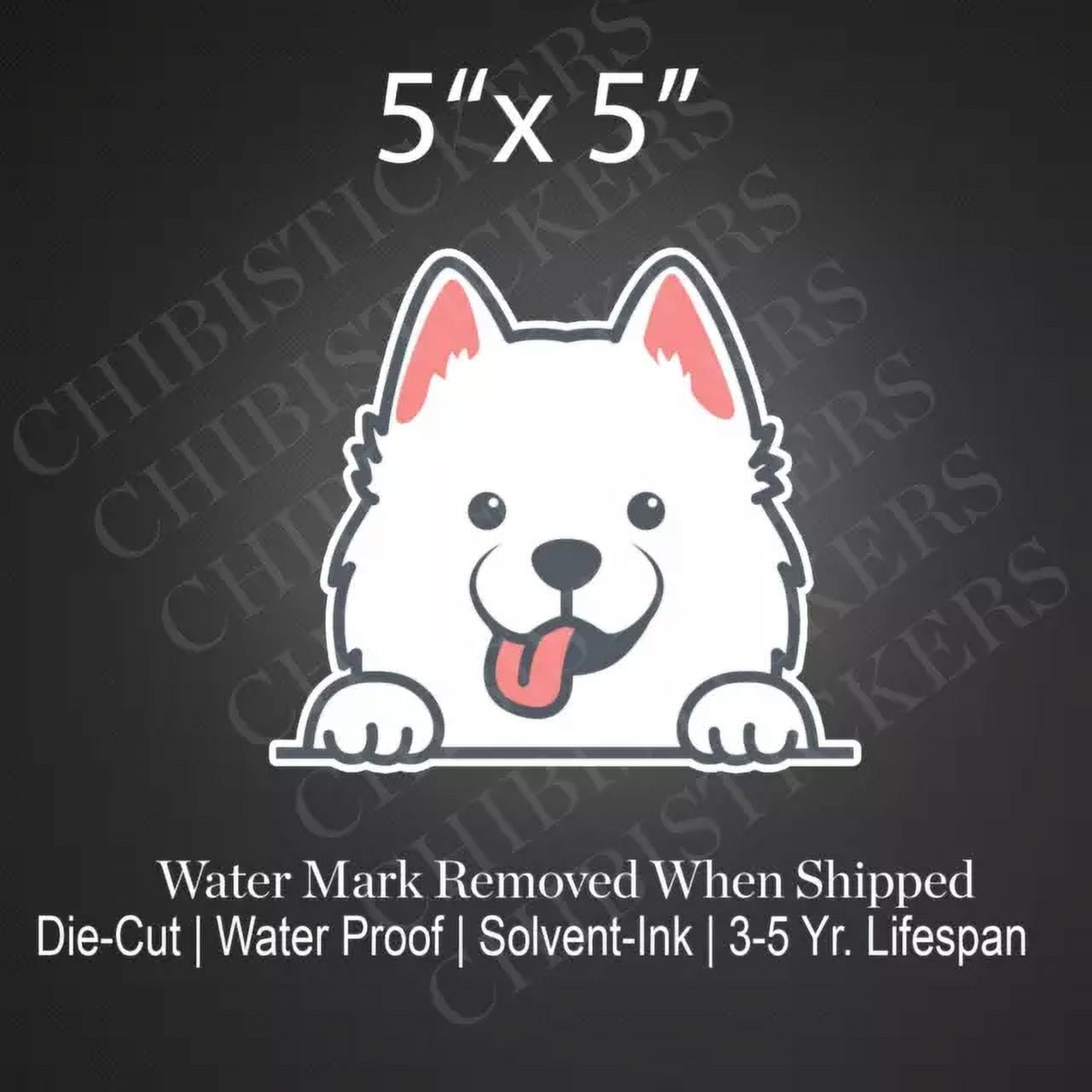 DOPASTICKER Cute Kawaii Samoyed White Dog Peeker Sticker Waterproof ...