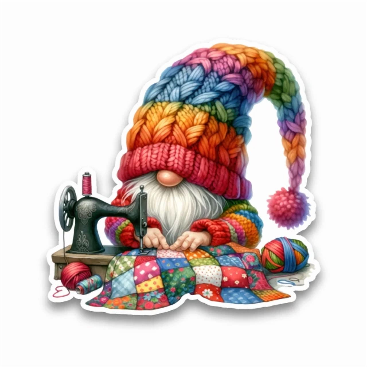 DOPASTICKER Cute Knitting Garden Gnome Sticker Decal Car Window ...