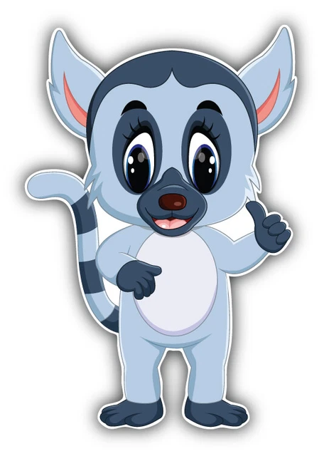 DOPASTICKER Cute Lemur Cartoon Animal Sticker Decal Phone Decal Water ...