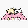 DOPASTICKER Cute Line Puppies Couple - Maltese & Golden Retriever - In ...