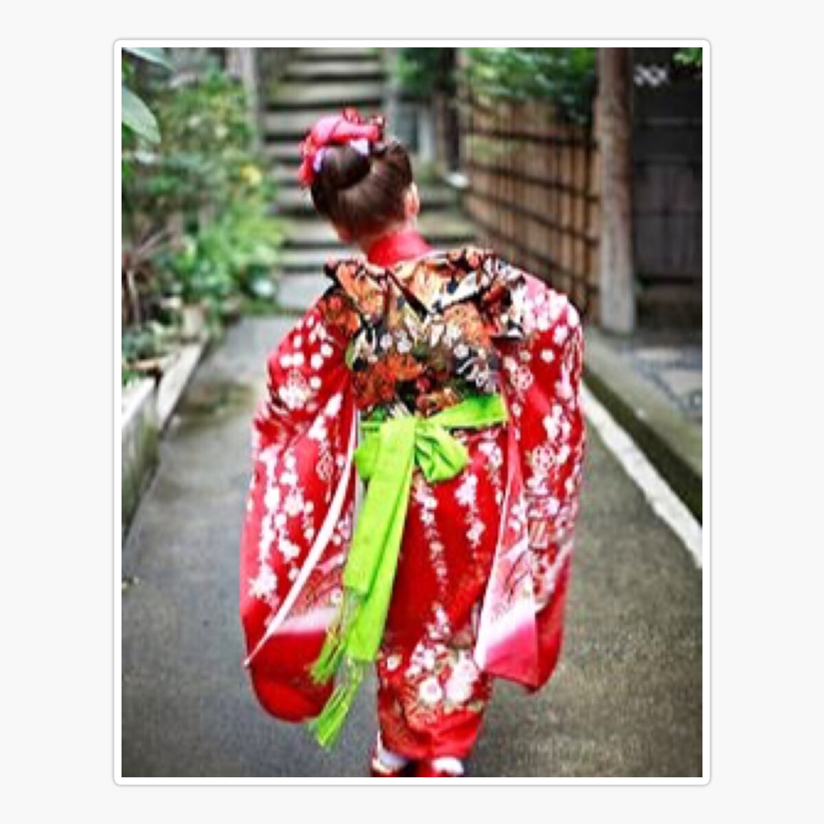 DOPASTICKER Cute Little Girl In Japanese Kimono Sticker, Phone Sticker ...