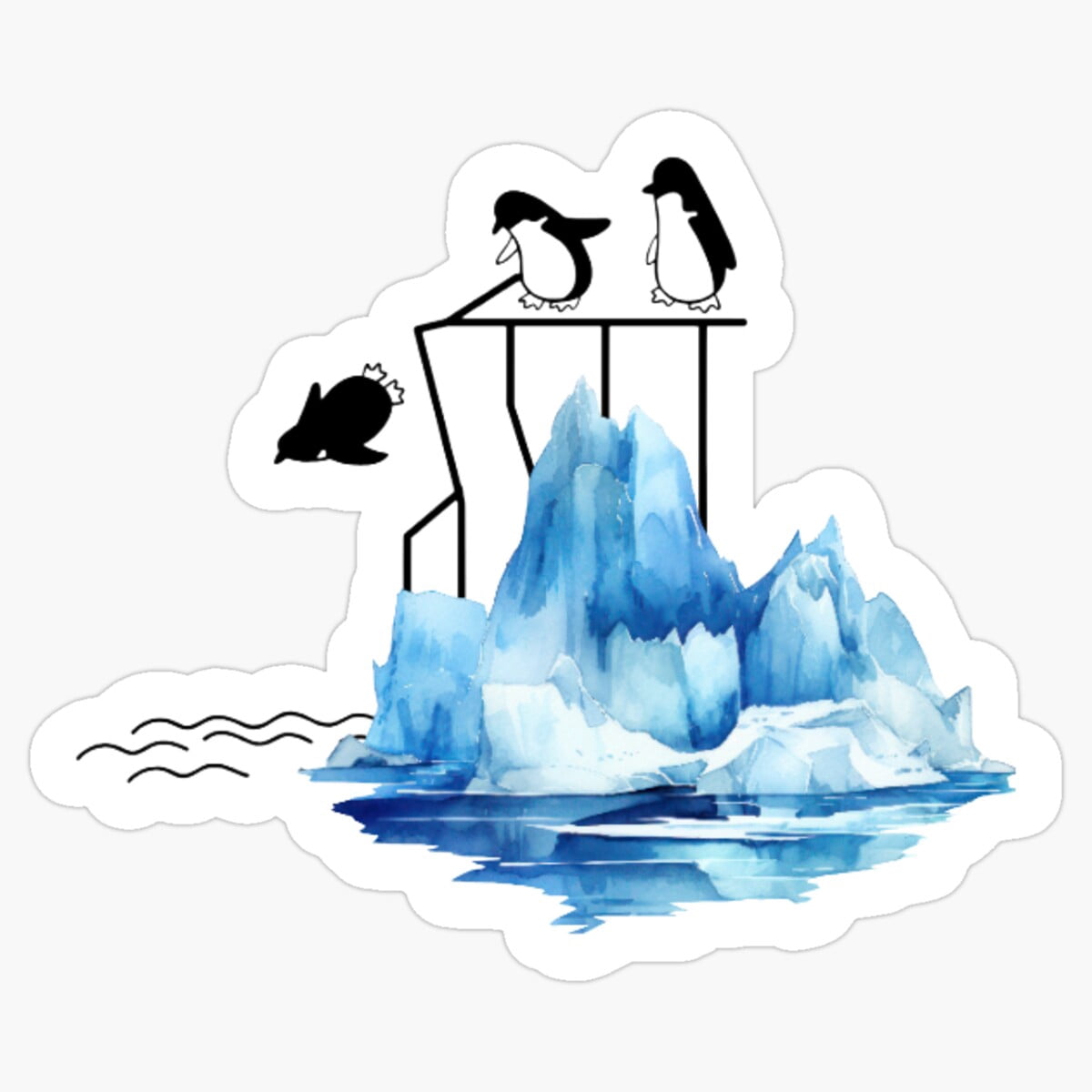 DOPASTICKER Cute Little Penguins Going For A Swim! Sticker, Phone ...