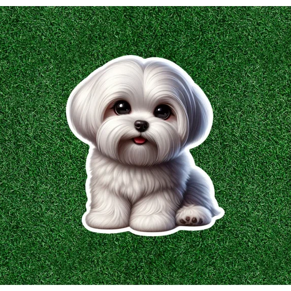 DOPASTICKER Cute Maltese Dog Sticker Decal Phone Decal Water Bottle ...