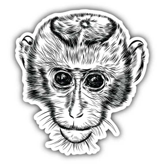 DOPASTICKER Cute Monkey Face Sticker Decal Phone Decal Water Bottle ...