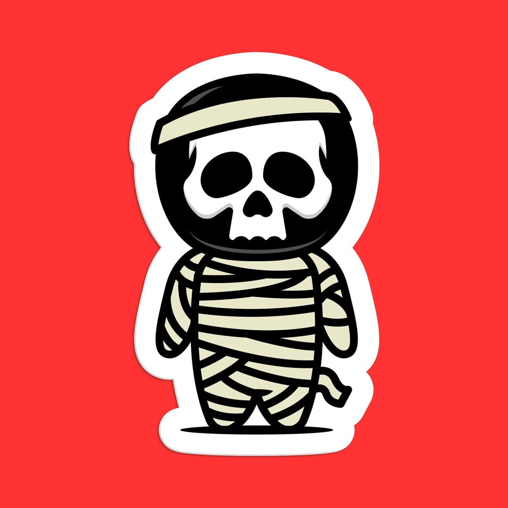 DOPASTICKER Cute Mummy Skeleton Sticker, Hal.Low.Een Mummy Art, Chibi ...
