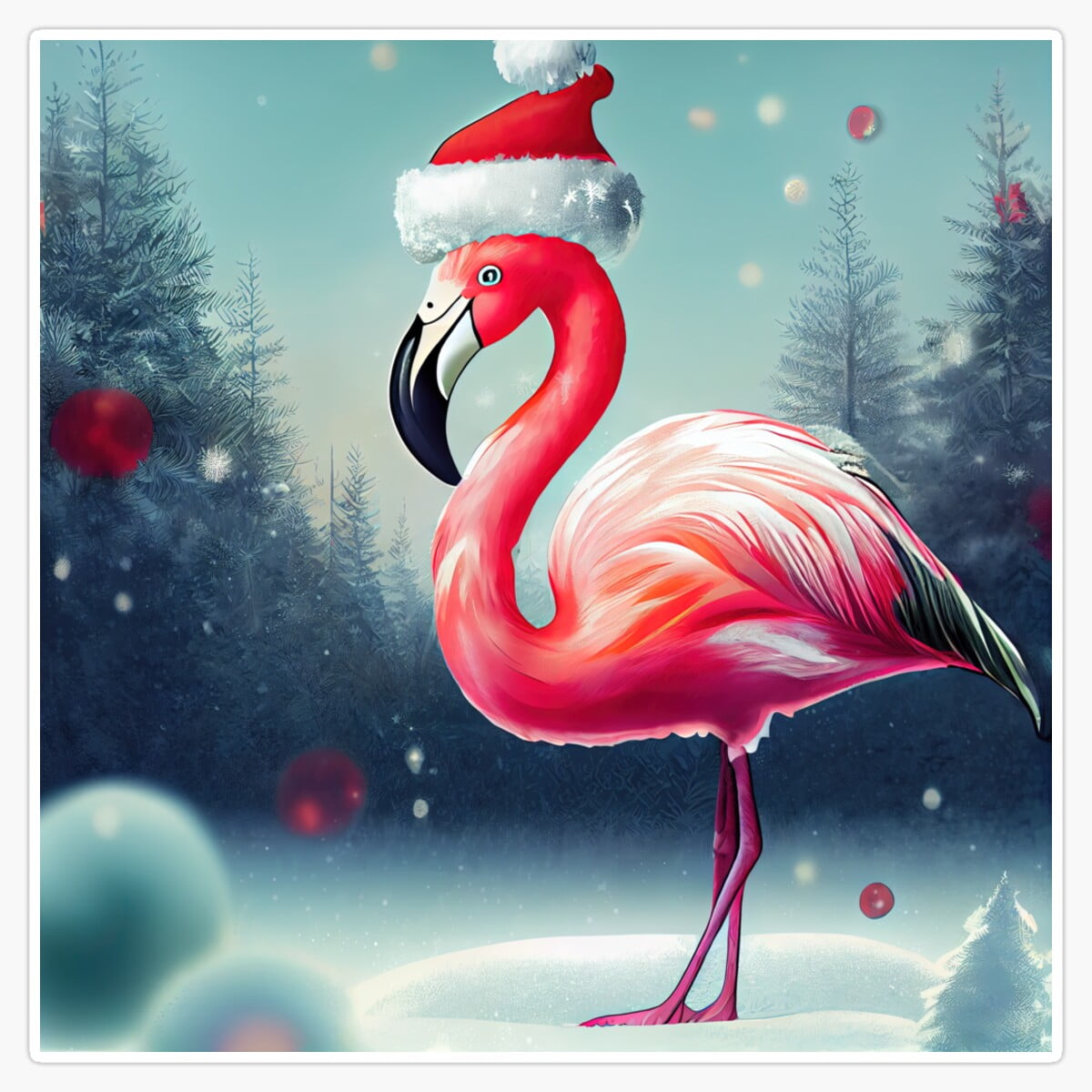 DOPASTICKER Cute Noel Flamingo Sticker, Phone Sticker Water Bottle ...