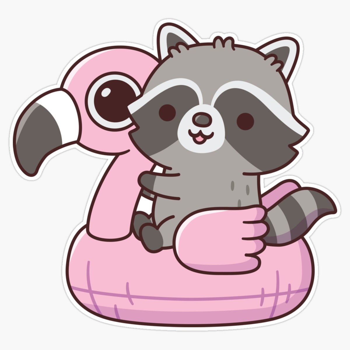 DOPASTICKER Cute On Pink Flamingo Pool Float Sticker, Phone Sticker Car ...