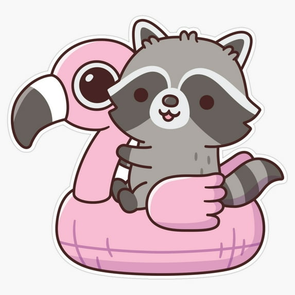 DOPASTICKER Cute On Pink Flamingo Pool Float Sticker, Phone Sticker Car ...