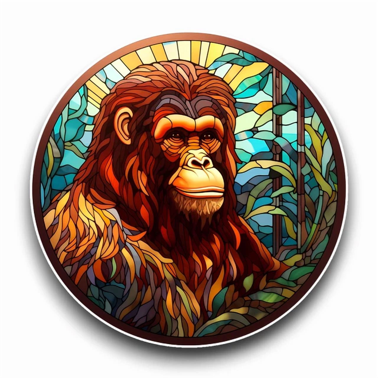 DOPASTICKER Cute Orangutan Animal Stained Glass Style Window Opaque ...