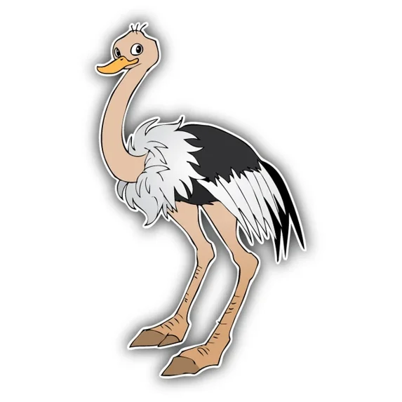DOPASTICKER Cute Ostrich Cartoon Sticker Decal Phone Decal Water Bottle ...