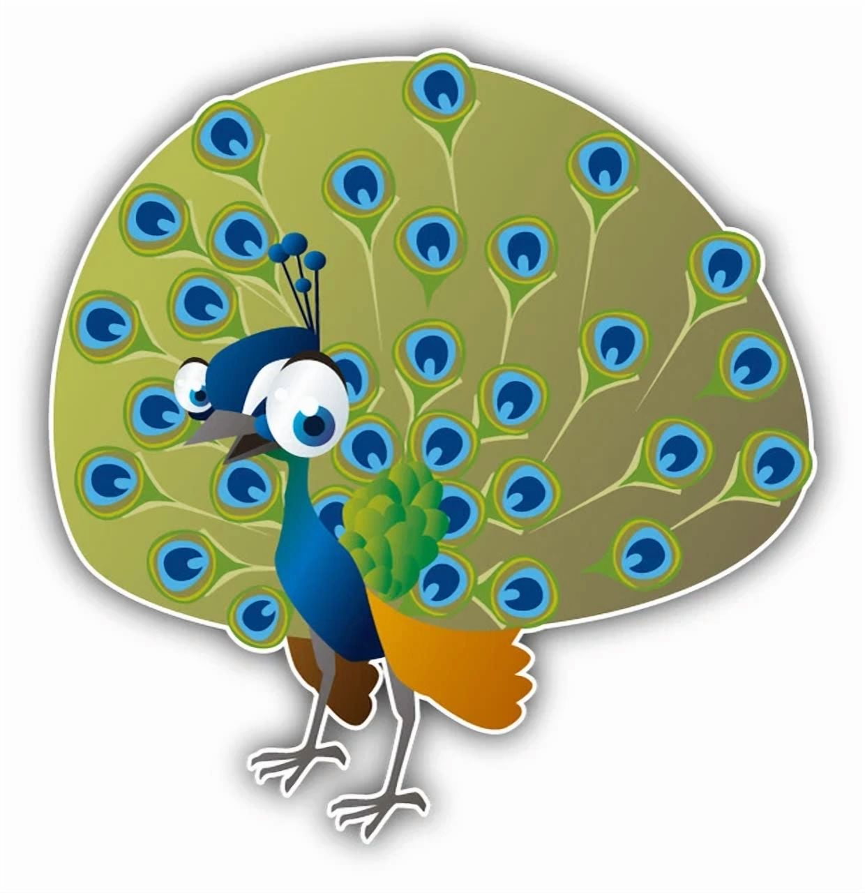 DOPASTICKER Cute Peacock Cartoon Sticker Decal Phone Decal Water Bottle ...