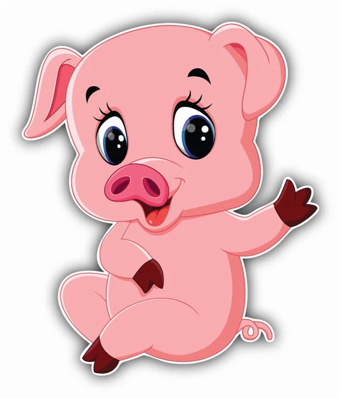 DOPASTICKER Cute Pig Cartoon Animal Sticker Decal Phone Decal Water ...