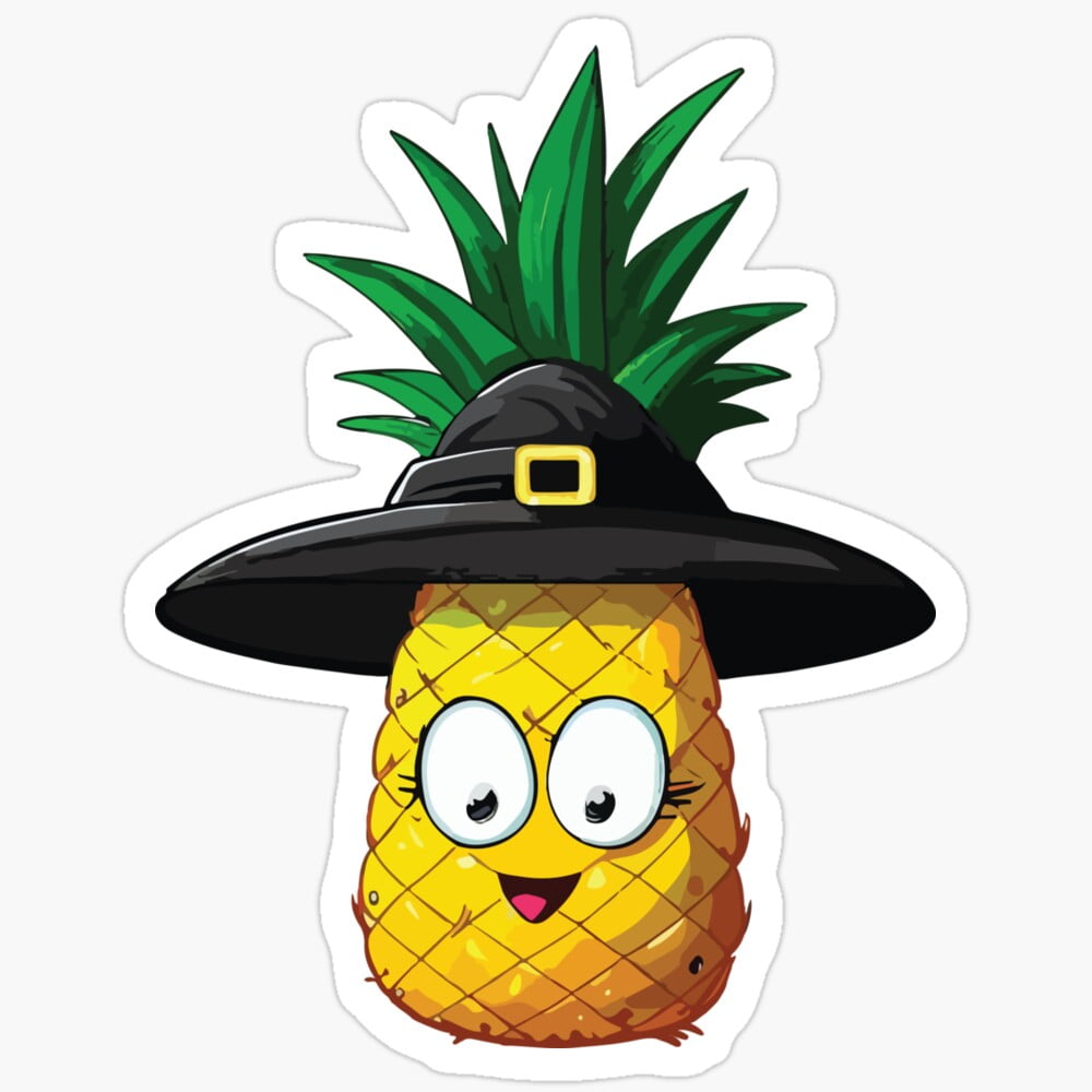 DOPASTICKER Cute Pineapple Hallo.Ween Witc.H Hat Fruit Graphic Sticker ...