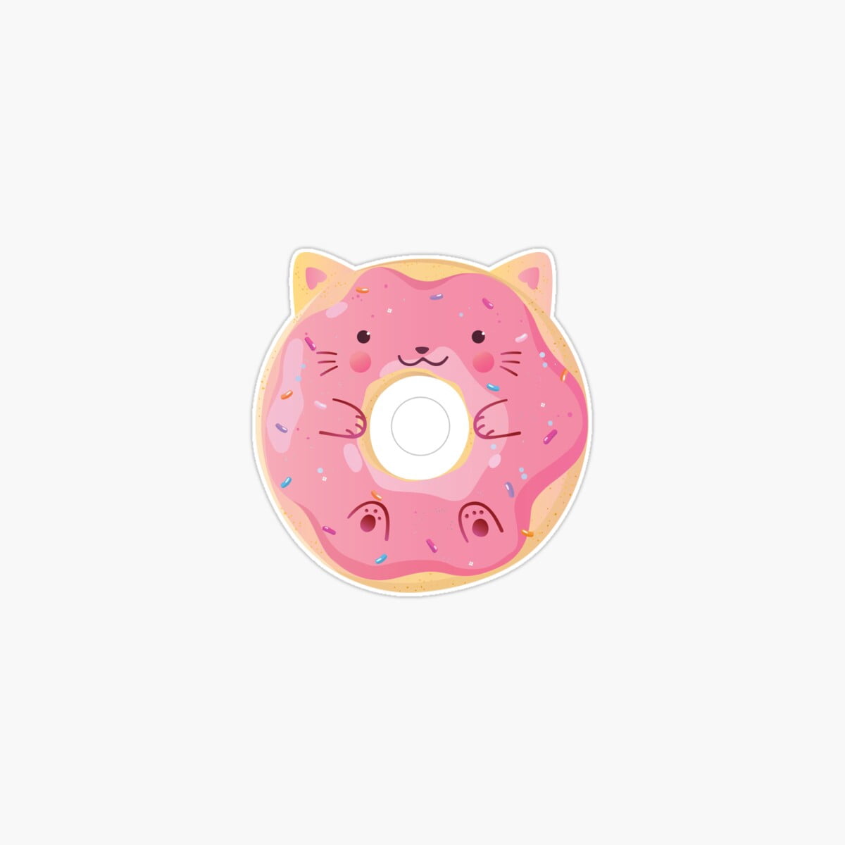 DOPASTICKER Cute Pink Cat Glazed Donut Sticker, Phone Sticker Car ...